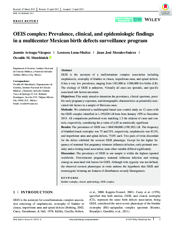 (PDF) OEIS complex: Prevalence, clinical, and epidemiologic findings in ...