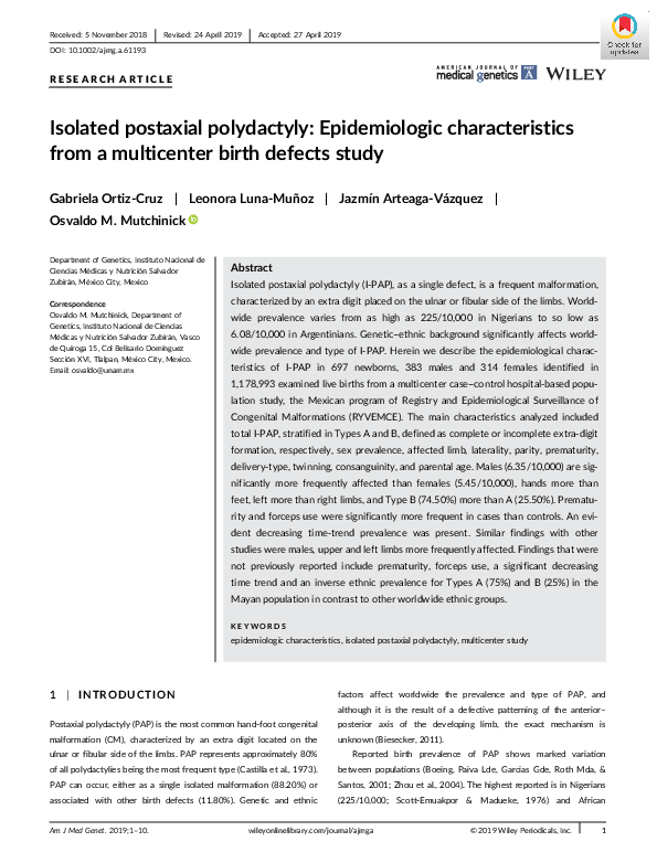 (PDF) Isolated postaxial polydactyly: Epidemiologic characteristics ...