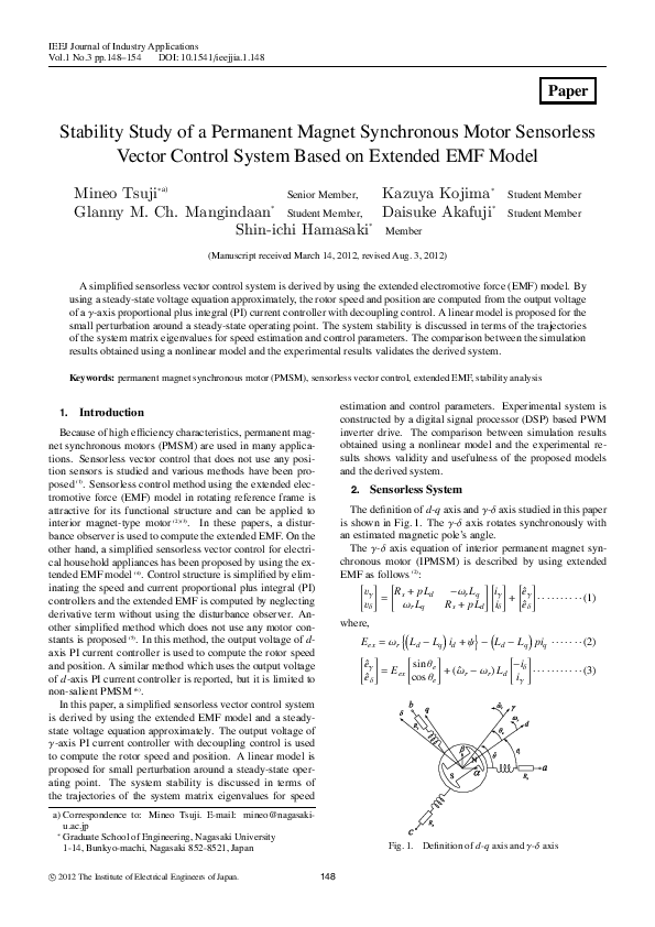 (PDF) Stability Study of a Permanent Magnet Synchronous Motor Sensorless Vector Control System ...
