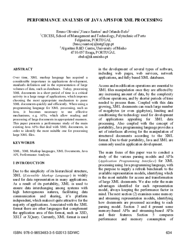 (PDF) Performance analysis of Java APIS for XML processing