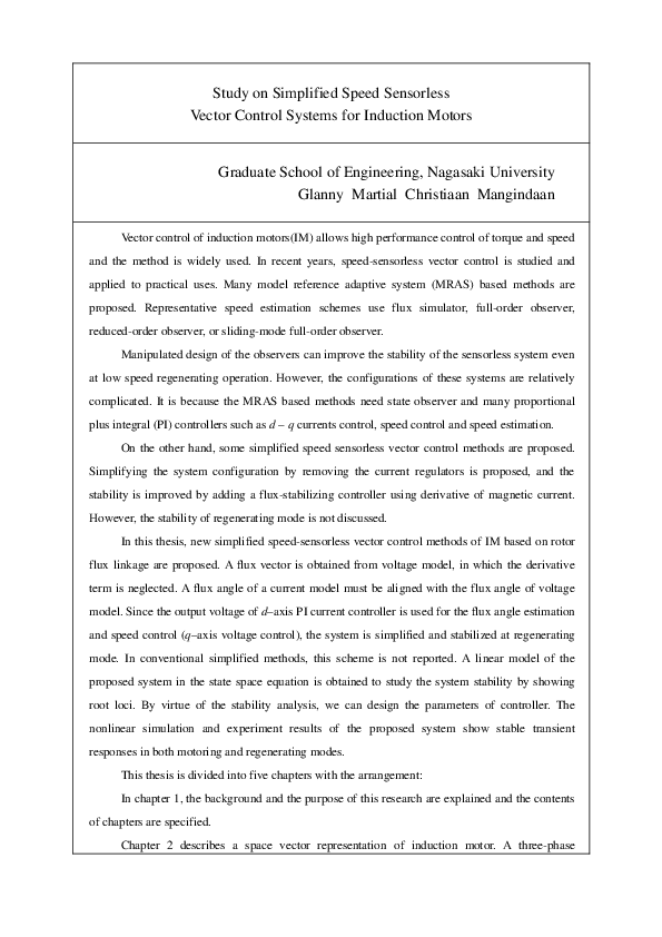 (PDF) Study on Simplified Speed Sensorless Vector Control Systems for Induction Motors