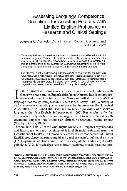 (PDF) Assessing Language Competence: Guidelines for Assisting Persons ...