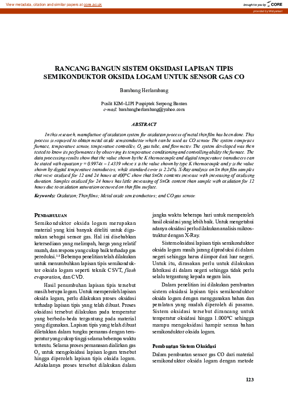 (PDF) Rancang Bangun Sistem Oksidasi Lapisan Tipis Semikonduktor Oksida ...