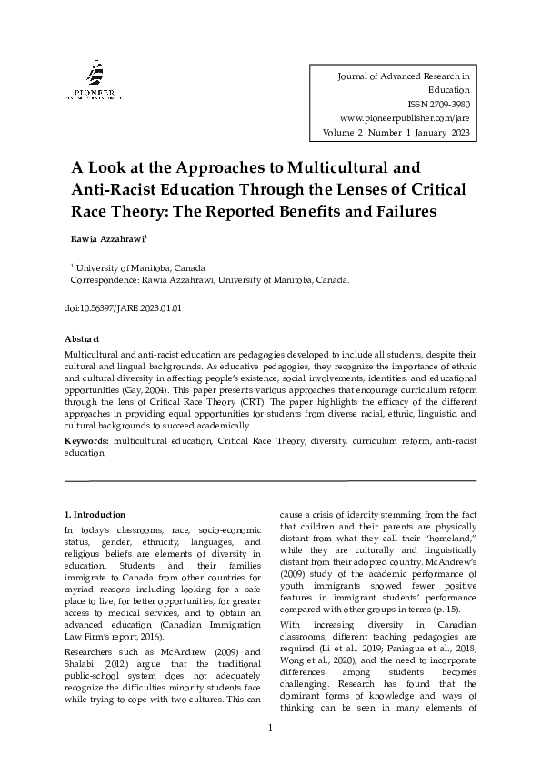 (PDF) A Look at the Approaches to Multicultural and Anti-Racist ...