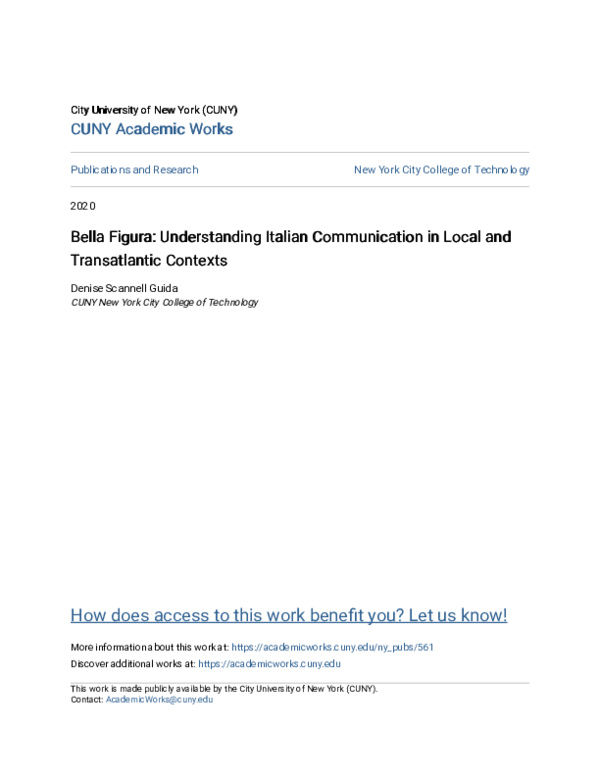 (PDF) Bella Figura: Understanding Italian Communication in Local and ...