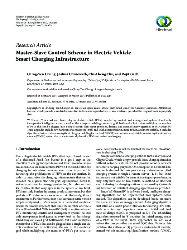 (PDF) Master-Slave Control Scheme in Electric Vehicle Smart Charging ...