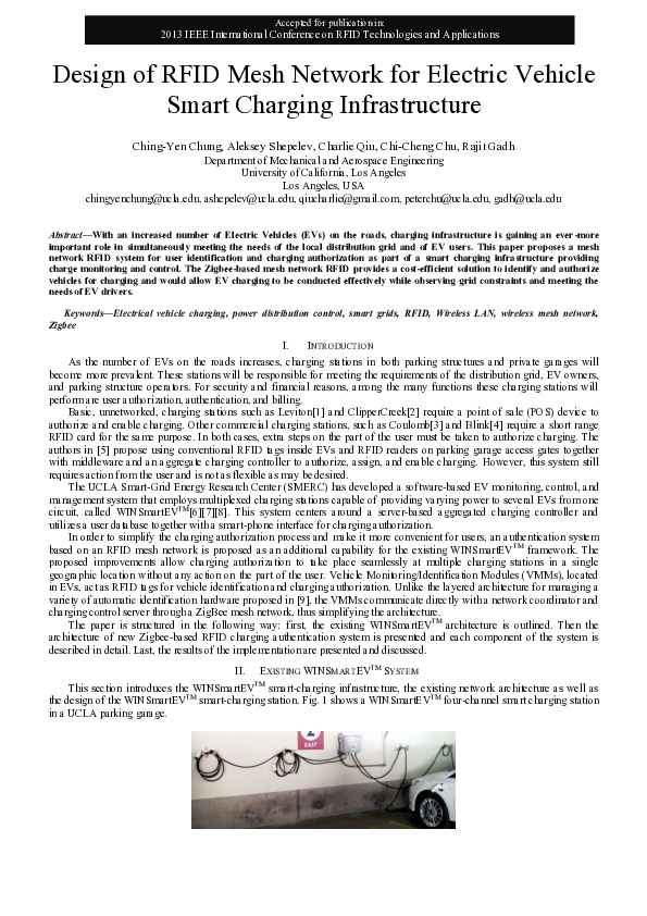 (PDF) Design of RFID mesh network for Electric Vehicle smart charging ...