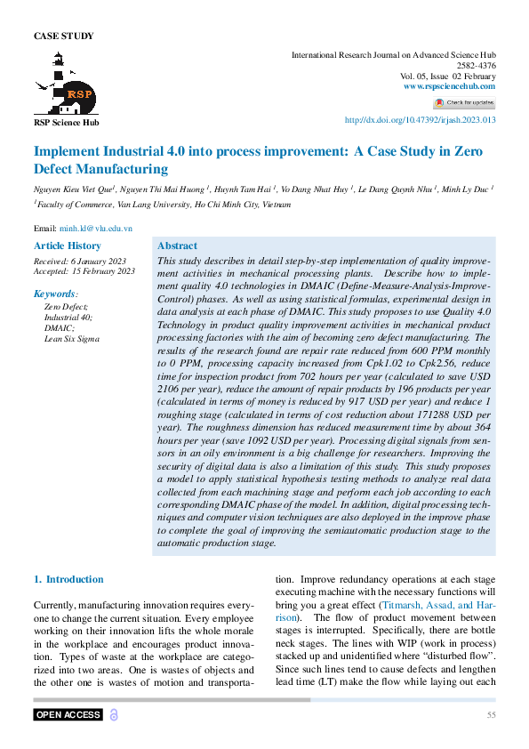 (PDF) Implement Industrial 4.0 into process improvement: A Case Study ...