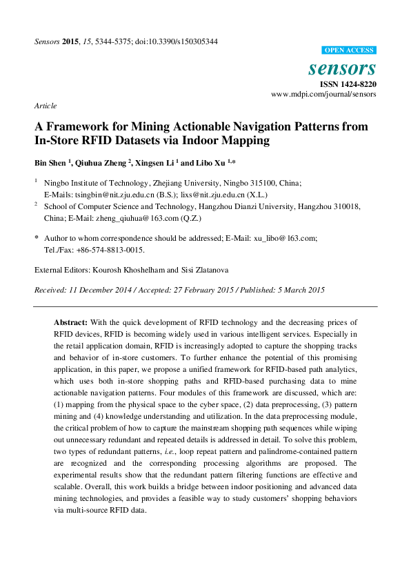 Article A Framework For Mining Actionable Navigation Patterns From In Store Rfid Datasets Via