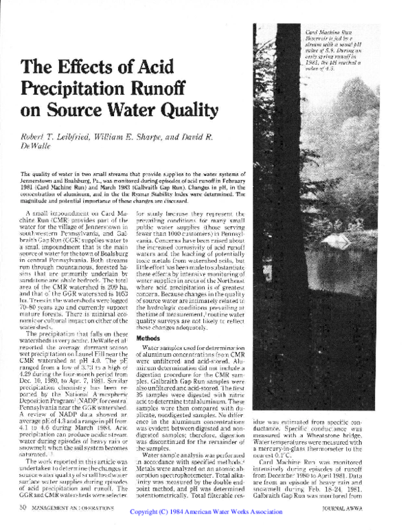 (PDF) The Effects of Acid Precipitation Runoff on Source Water Quality ...
