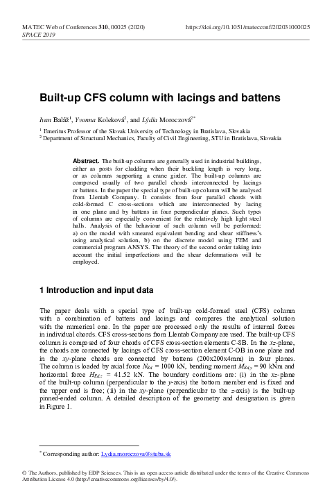 (PDF) Built-up CFS column with lacings and battens