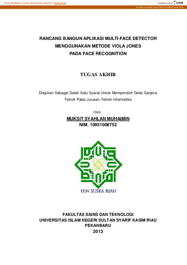 Pdf Rancang Bangun Aplikasi Multi Face Detector Menggunakan Metode Viola Jones Pada Face