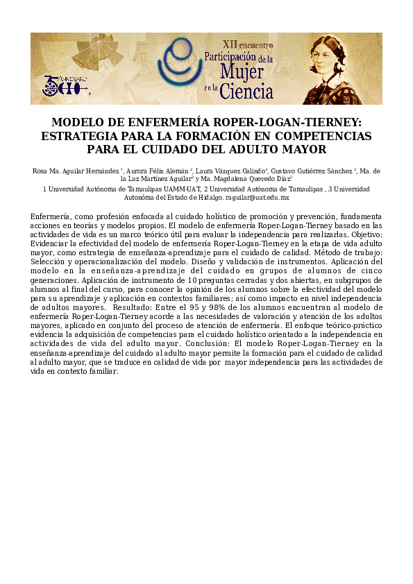 (PDF) Modelo de enfermería Roper-Logan-Tierney: estrategia para la ...