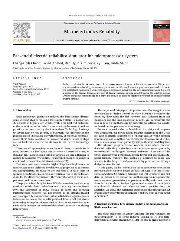 (PDF) Backend dielectric reliability simulator for microprocessor ...