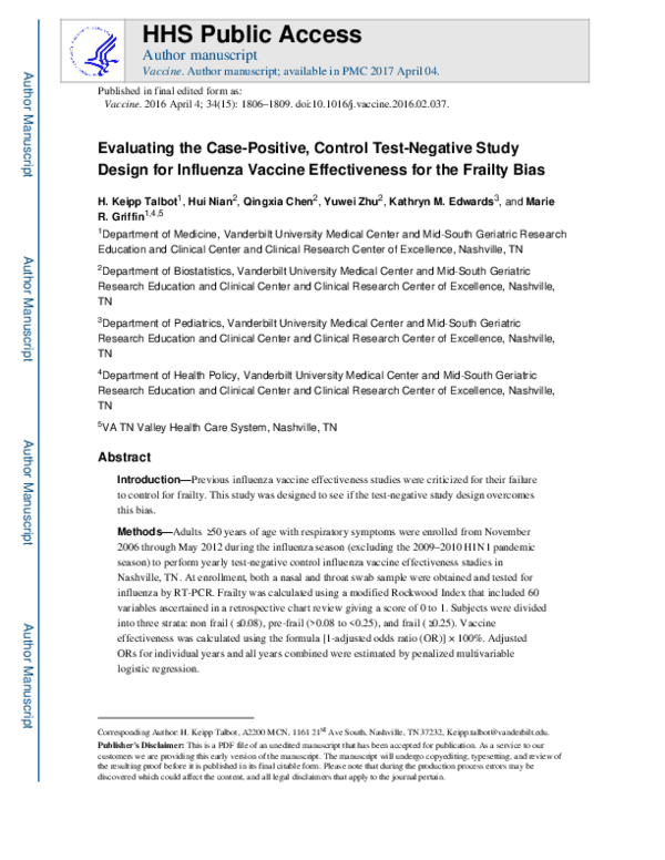(PDF) Evaluating the case-positive, control test-negative study design ...