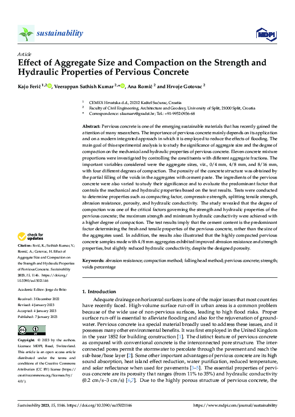 Pdf Effect Of Aggregate Size And Compaction On The Strength And Hydraulic Properties Of