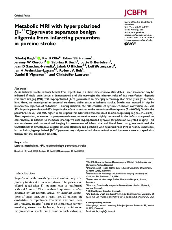 (PDF) Metabolic MRI with hyperpolarized [1-13C]pyruvate separates ...