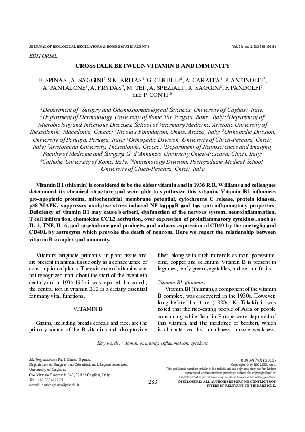 (PDF) Crosstalk Between Vitamin B and Immunity (PDF) Crosstalk Between Vitamin B and Immunity