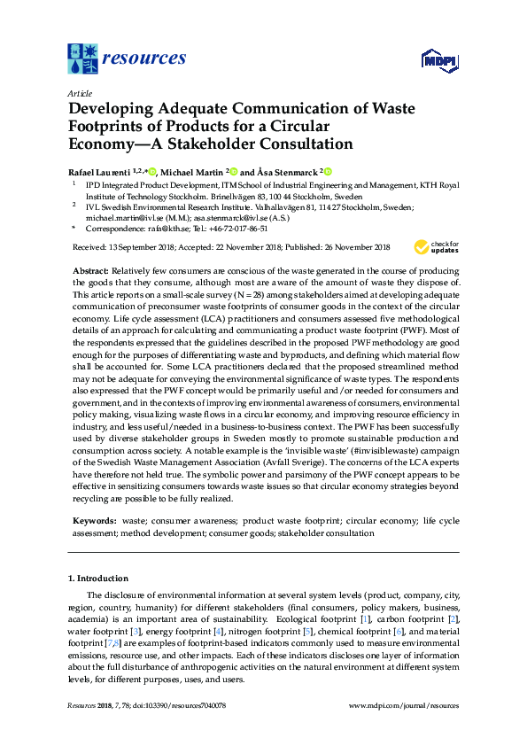 (PDF) Developing Adequate Communication of Waste Footprints of Products ...