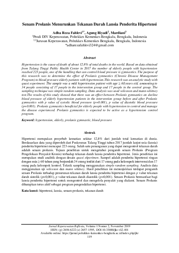 (PDF) Senam Prolanis Menurunkan Tekanan Darah Lansia Penderita Hipertensi