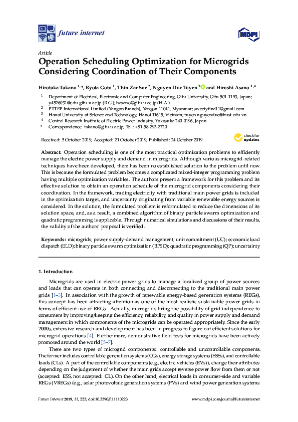 (PDF) Operation Scheduling Optimization for Microgrids Considering Coordination of Their Components