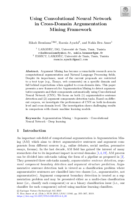 (PDF) Using Convolutional Neural Network in Cross-Domain Argumentation Mining Framework