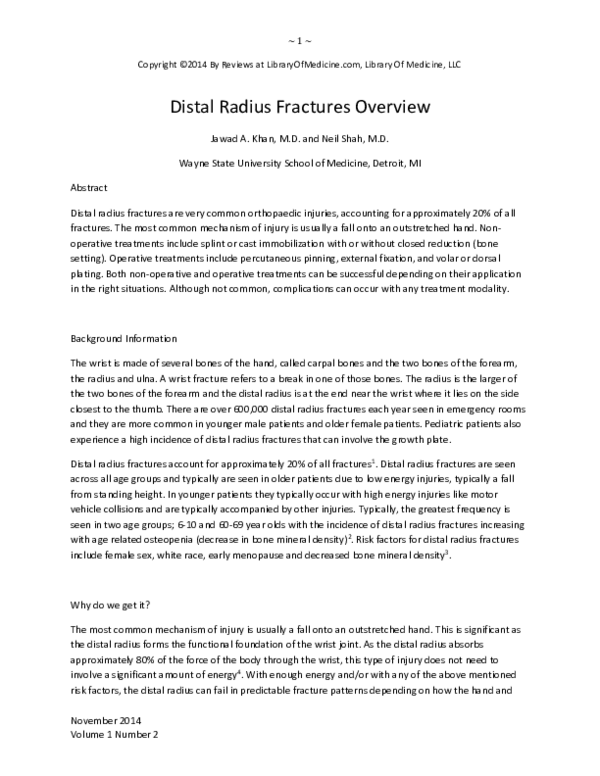 (PDF) Distal Radius Fractures Overview