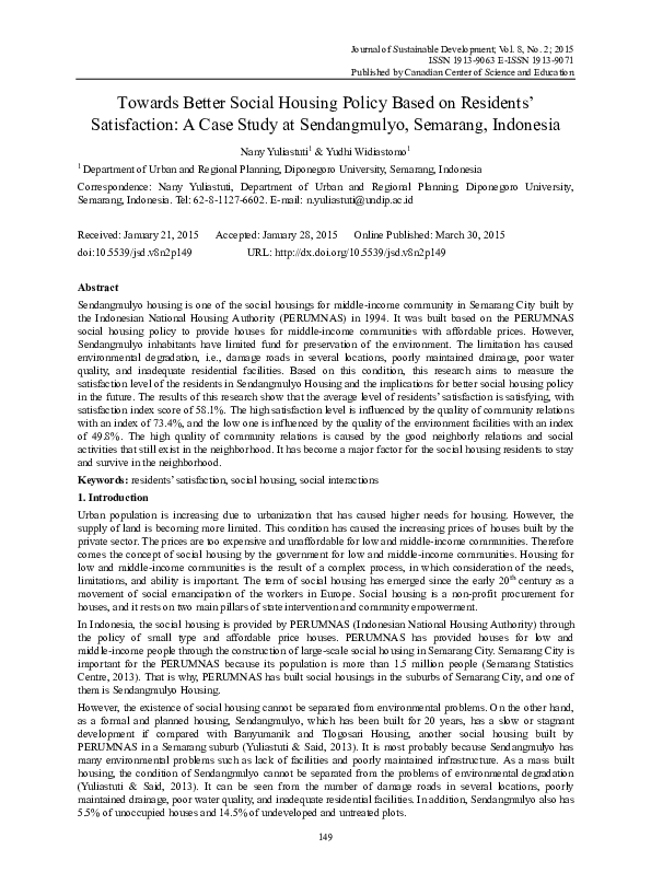(PDF) Towards Better Social Housing Policy Based on Residents ...