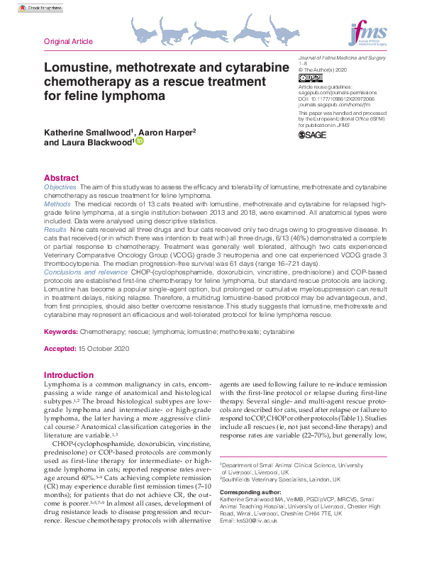 (PDF) Lomustine, methotrexate and cytarabine chemotherapy as a rescue ...