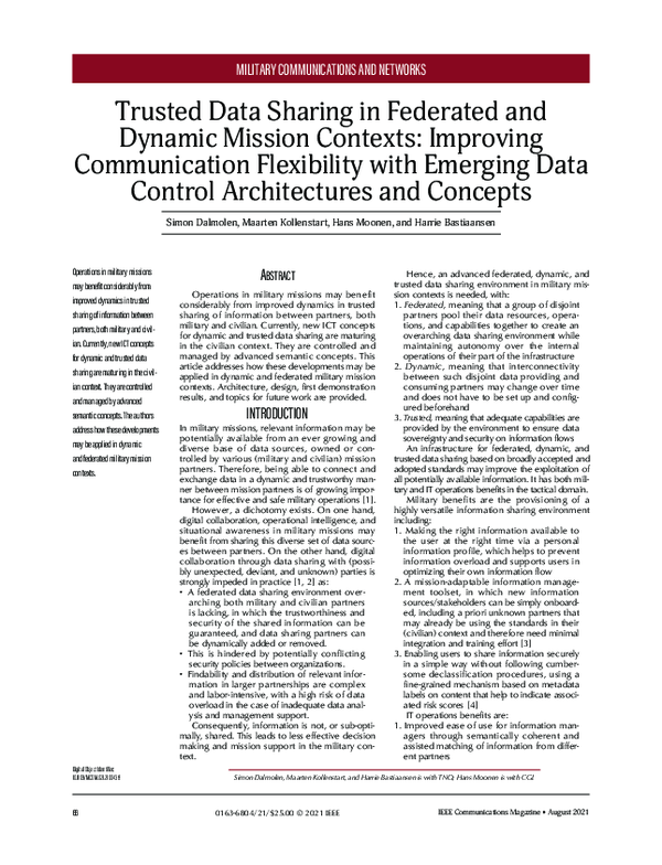 (PDF) Trusted Data Sharing in Federated and Dynamic Mission Contexts: Improving Communication ...