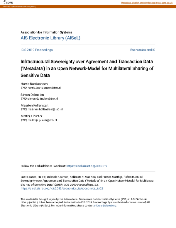 (PDF) Infrastructural Sovereignty over Agreement and Transaction Data ('Metadata') in an Open ...