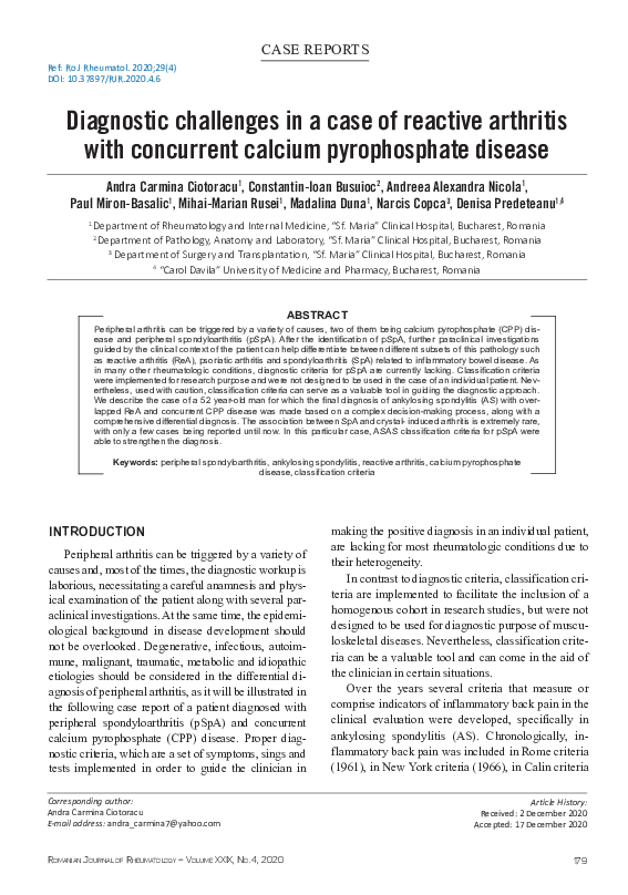 (PDF) Diagnostic challenges in a case of reactive arthritis with ...