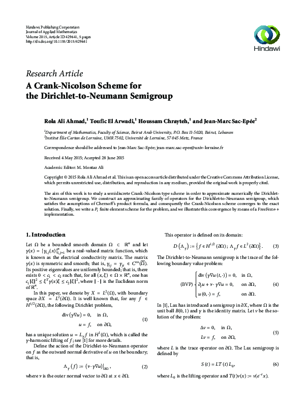(PDF) A Crank-Nicolson Scheme for the Dirichlet-to-Neumann Semigroup