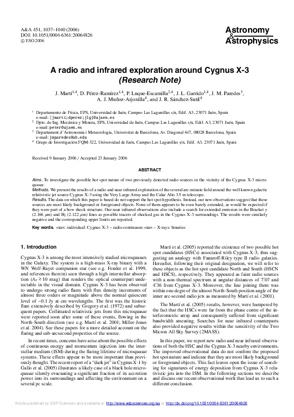 (PDF) A radio and infrared exploration around Cygnus X-3