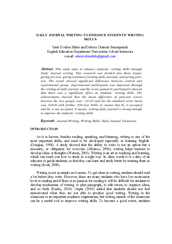 (PDF) Daily Journal Writing to Enhance Student's Writing Skills