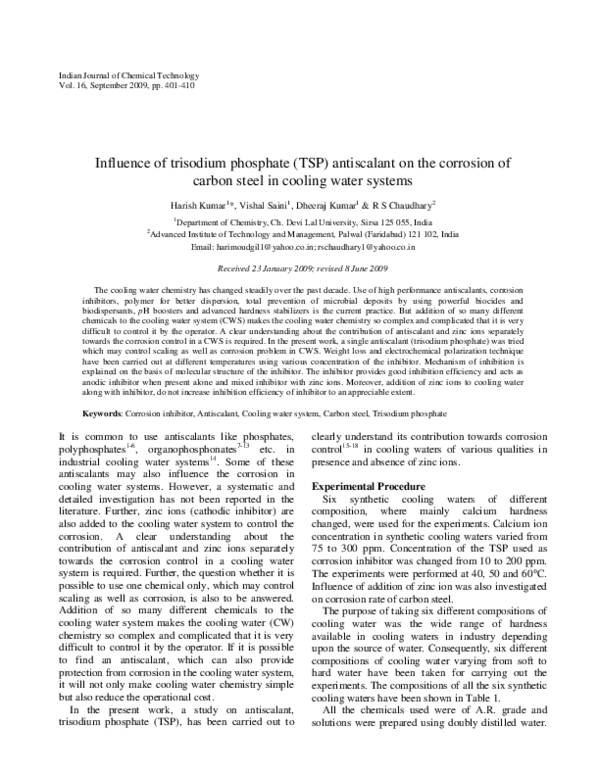 (PDF) Influence of trisodium phosphate (TSP) antiscalant on the ...