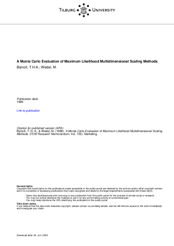 Pdf A Monte Carlo Evaluation Of Maximum Likelihood Multidimensional Scaling Methods 