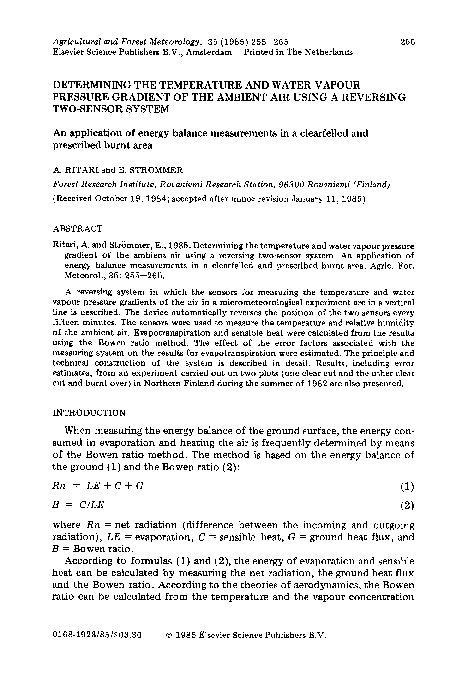 (PDF) Determining the temperature and water vapour pressure gradient of ...