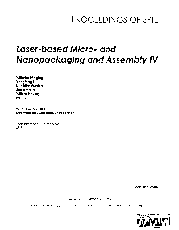 (PDF) Laser-based Micro- and Nanopackaging and Assembly IV: Introduction