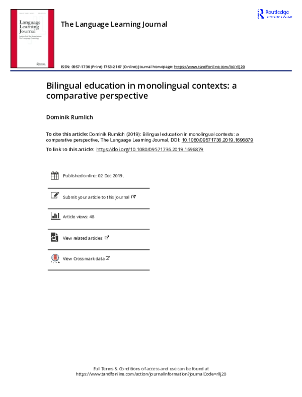 (PDF) Bilingual education in monolingual contexts: a comparative perspective