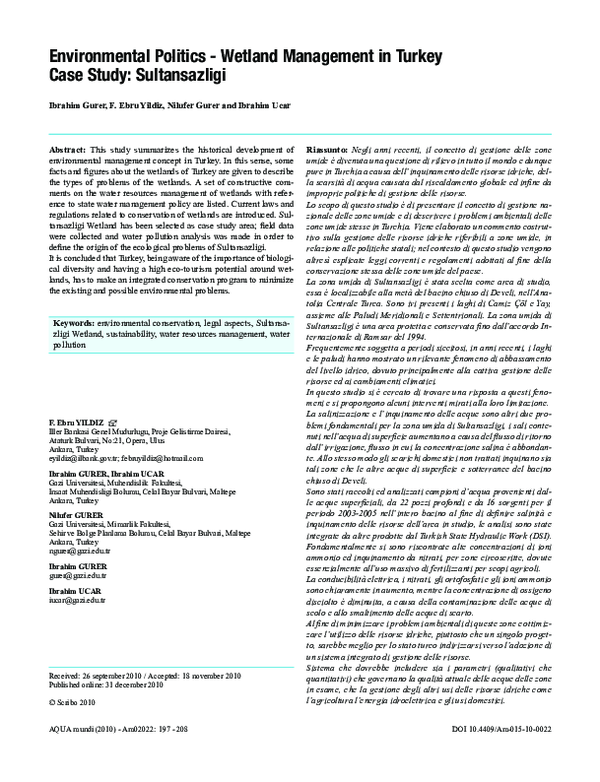 (PDF) Environmental Politics-Wetland Management in Turkey Case Study ...