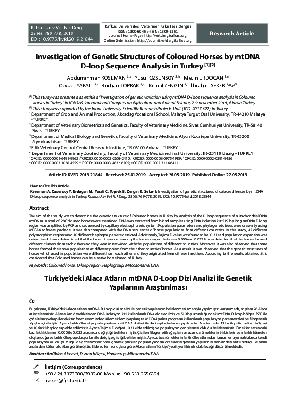 (PDF) Investigation of genetic structures of Coloured horses by MTDNA d ...