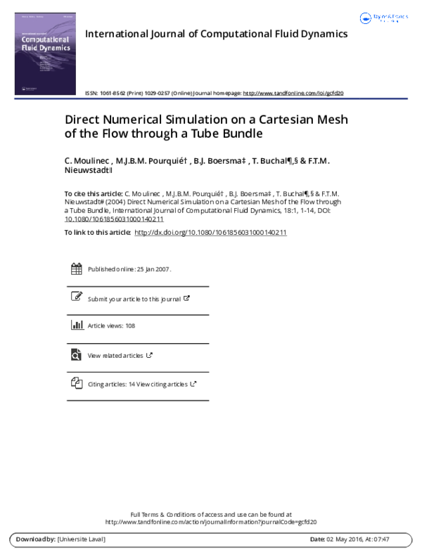 (PDF) Direct Numerical Simulation on a Cartesian Mesh of the Flow ...