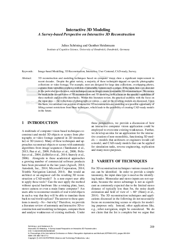 (PDF) Interactive 3D Modeling - A Survey-based Perspective on ...