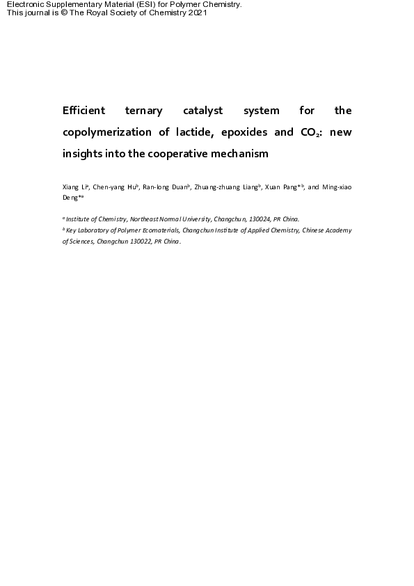 (PDF) Efficient ternary catalyst system for the copolymerization of ...