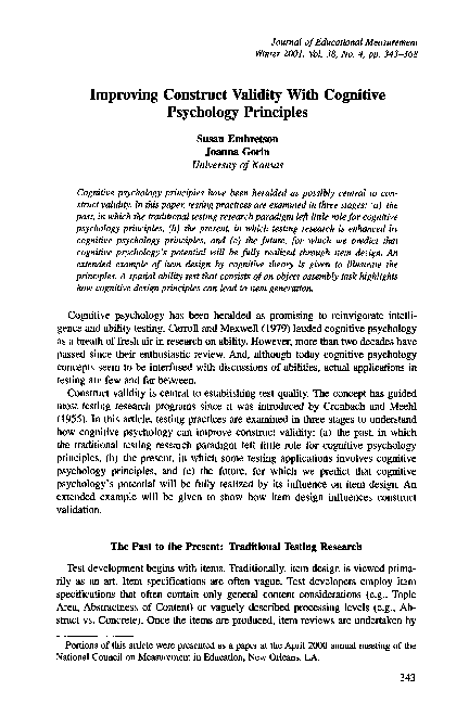 (PDF) Improving Construct Validity With Cognitive Psychology Principles