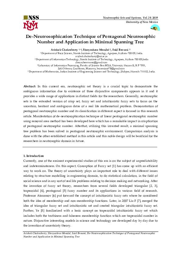 (PDF) De-Neutrosophication Technique of Pentagonal Neutrosophic Number and Application in ...