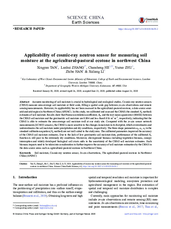 (PDF) Applicability of cosmic-ray neutron sensor for measuring soil ...