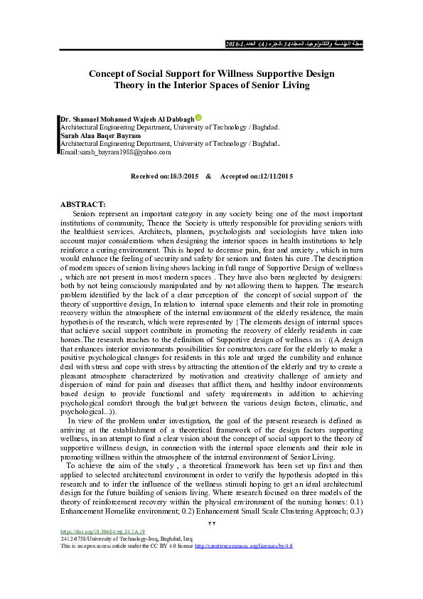 (PDF) Concept of Social Support for Willness Supportive Design Theory ...