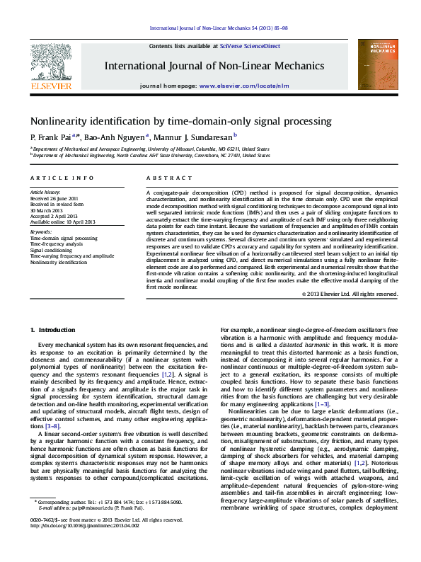 (PDF) Nonlinearity identification by time-domain-only signal processing